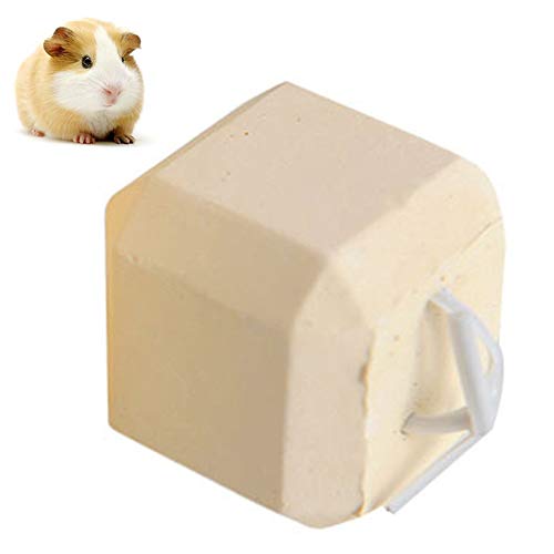 lEIsr00y Hamster Rabbit Chew Stone, Pet Hamster Rat Rabbit Grinding Mineral Stone Chew Non-Toxic Calcium Cube Toy - L