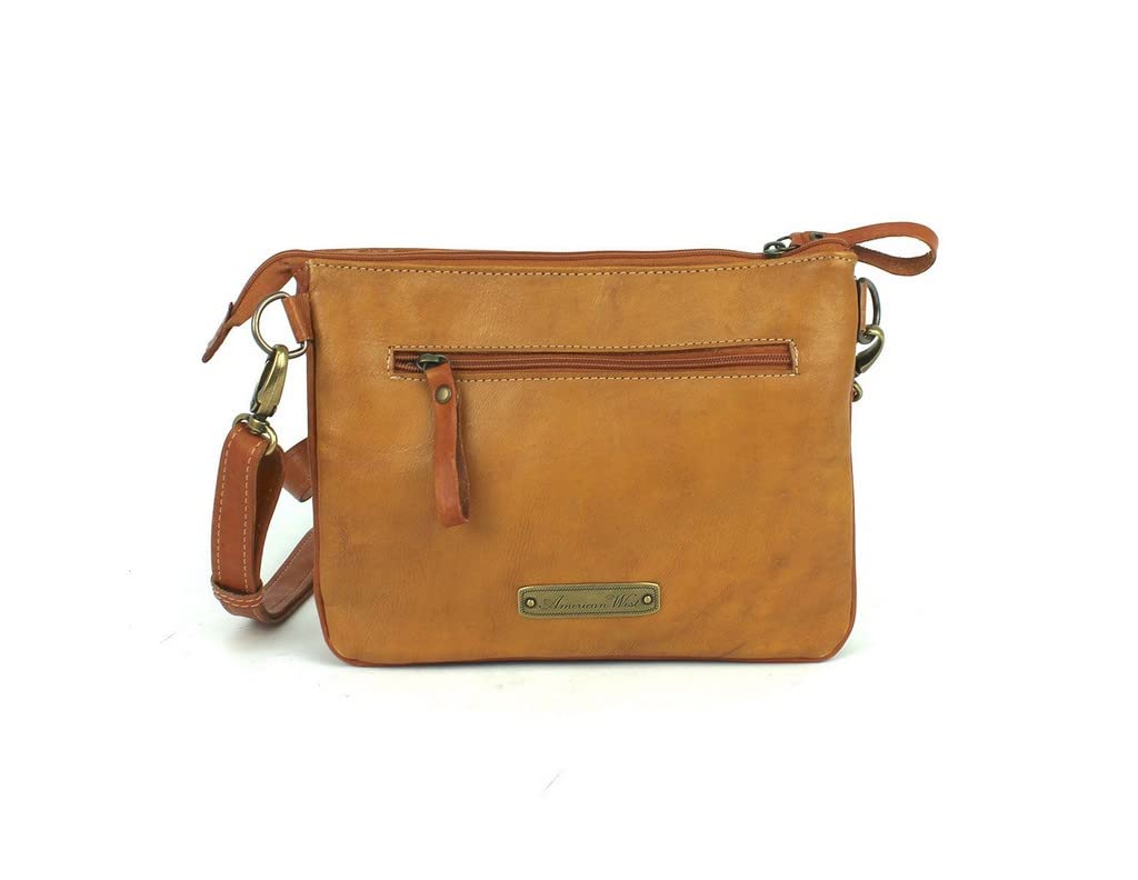 American West Multi-Compartment Womens Crossbody Bag for Women - 100% Genuine Leather