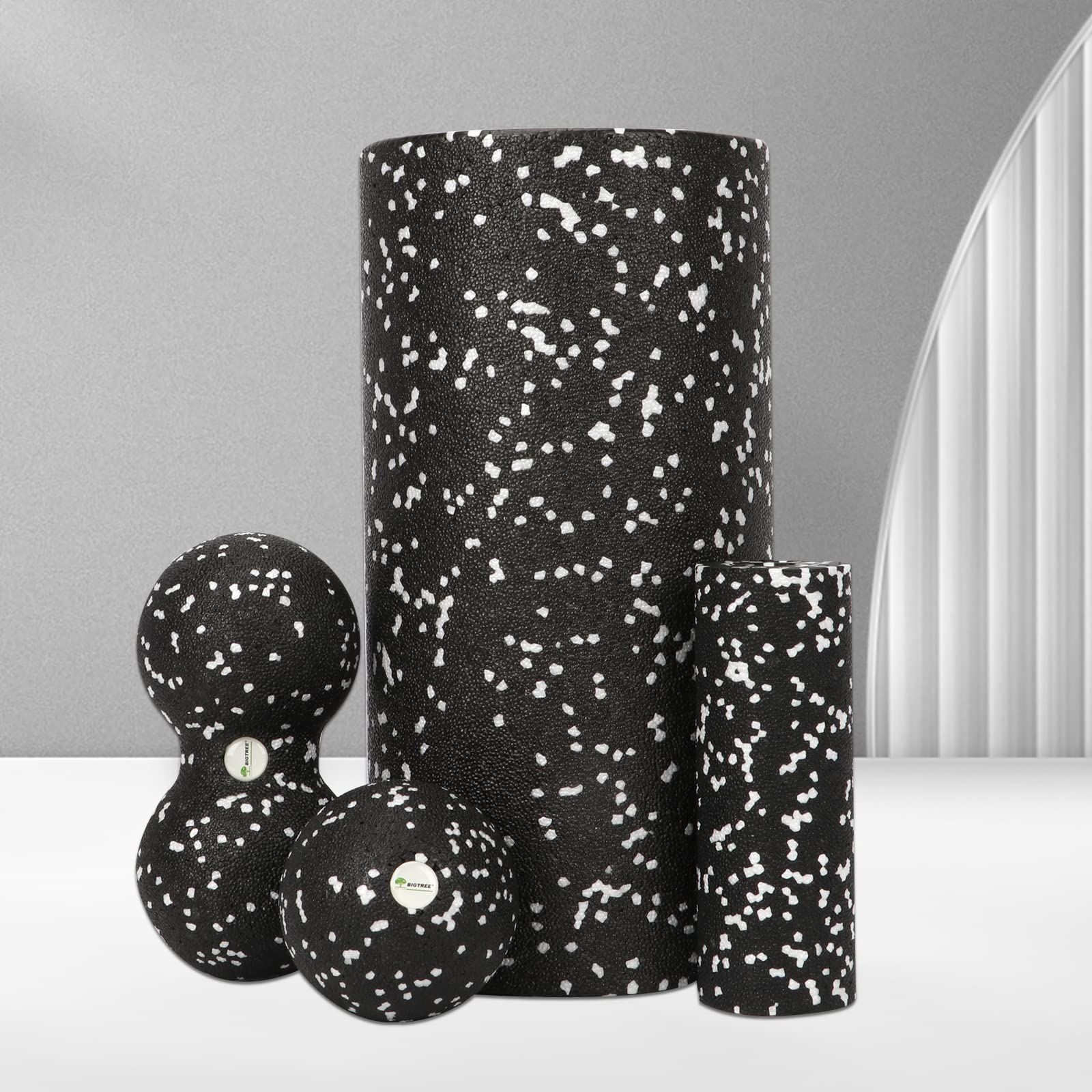 4 in 1 Foam Roller Set, High Density Back Roller, Core Muscle Roller Stick, Plantar Fasciitis Ball, Peanut Massage Ball for Back Pain Whole Body Deep Tissue Muscle Pilates Physical Therapy Exercise