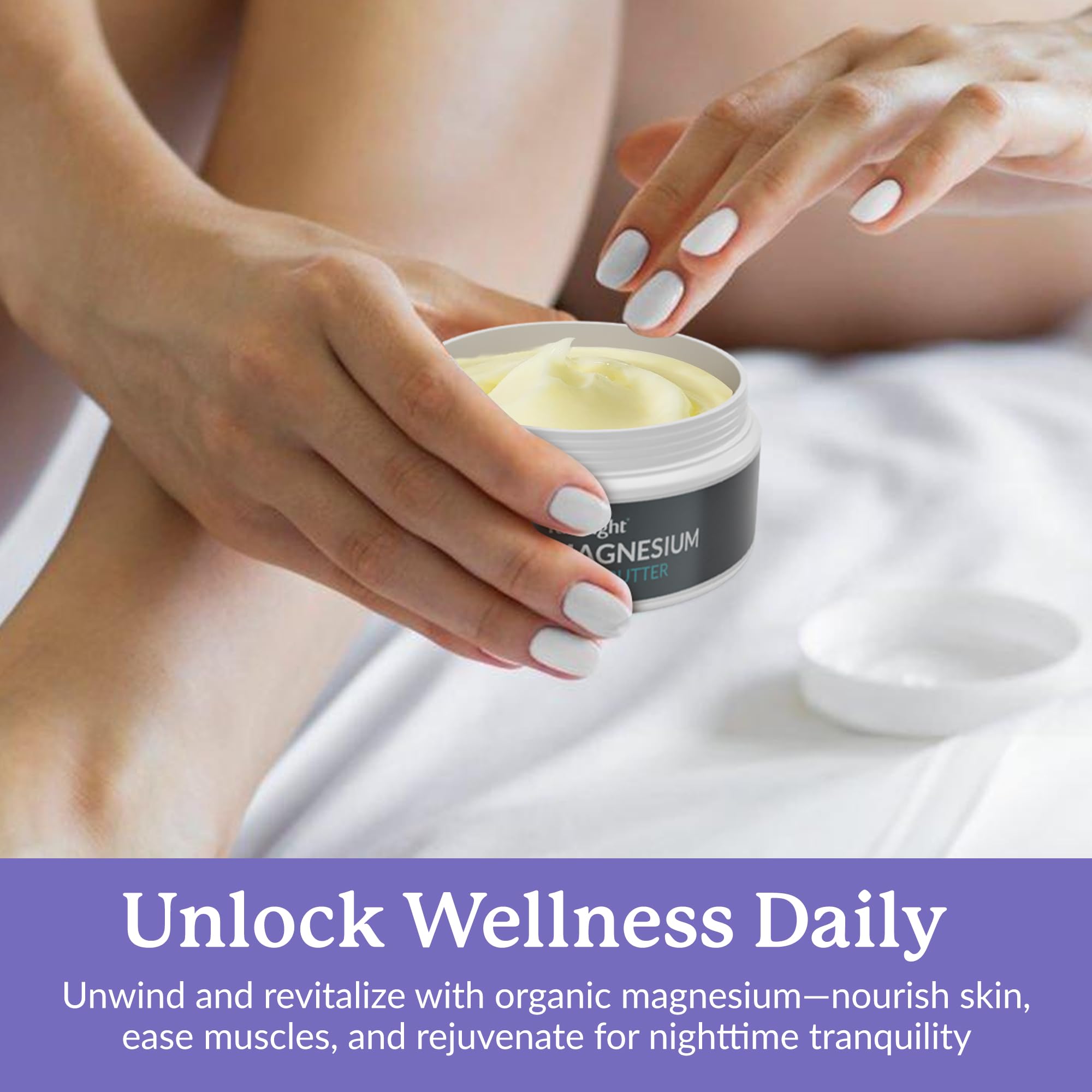 Magnesium Body Butter β Quick Ease for Tensed Legs, Tight Muscles & Sleep, Organic Ingredients with Pure Magnesium Oil, Exfoliating Topical Cream 4oz