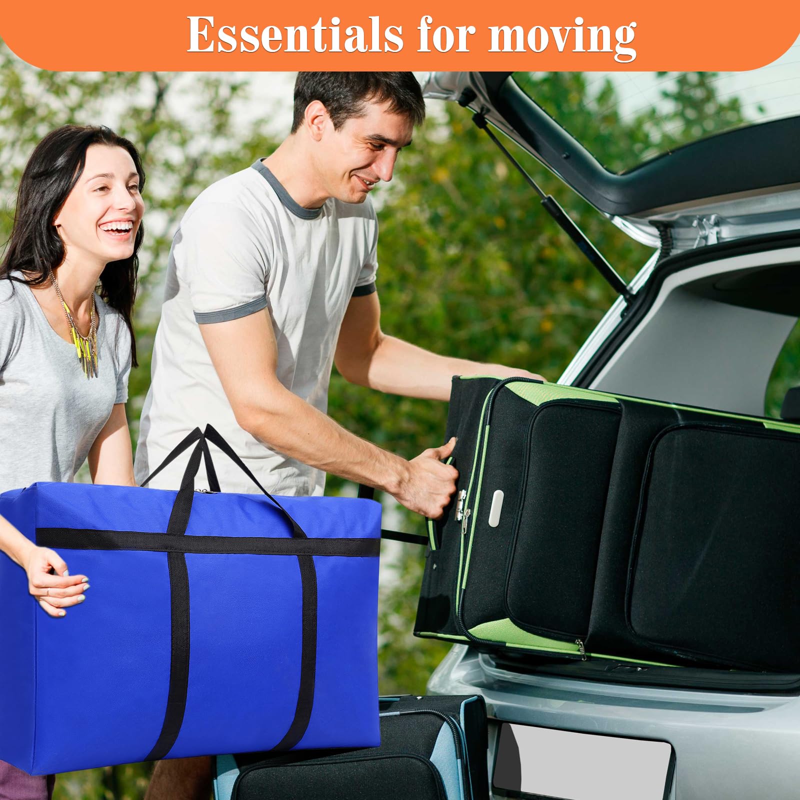 4X Heavy Duty 100L Extra Large Moving Bags with Carrying Handles & Zippers, Easy Storage Tote for Home Essentials, Space Saving, Clothes, Moving, College Dorm, Traveling, Camping (Mixed Color 4 Bags)