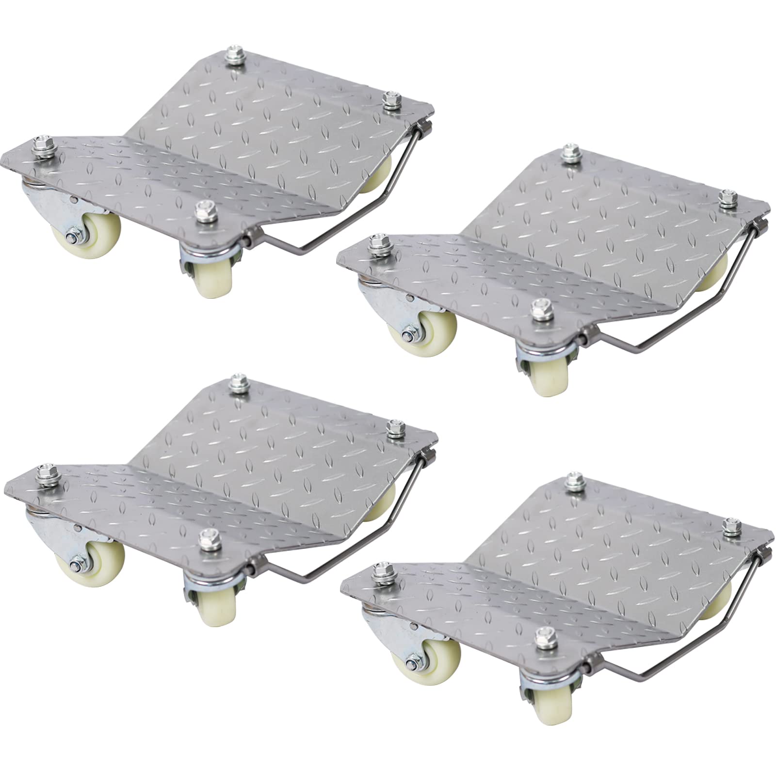 4 Pcs Heavy Duty Car Wheel Dolly Set - 4 Tire Wheel Dollies with 6000lbs Capacity - Gray