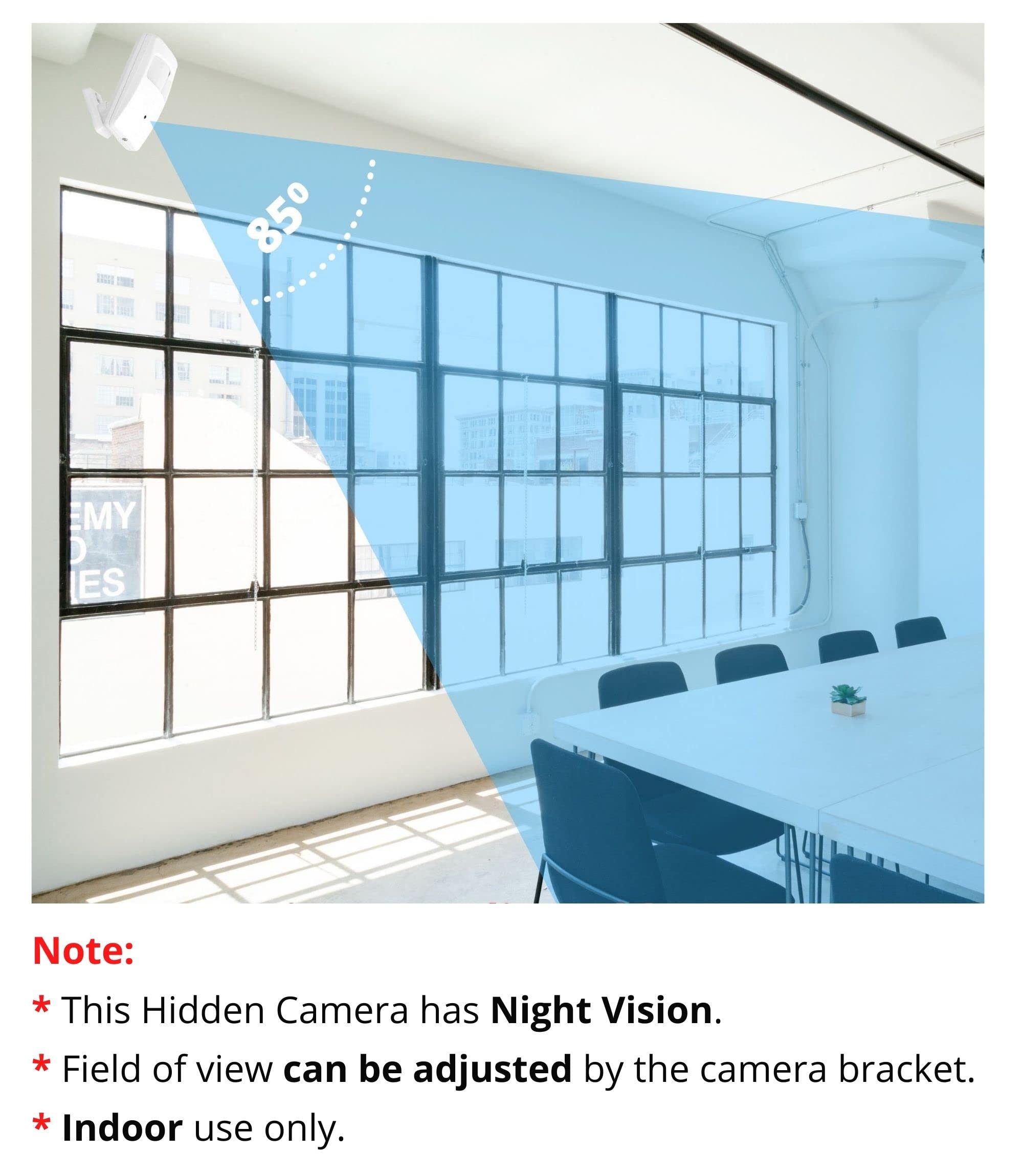 Evertech 1080p Hidden Nanny Covert PIR Security Camera with Night Vision, Day Night Motion Detector Style AHD TVI CVI Analog Camera Only Indoor Using