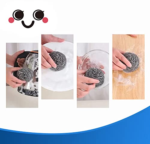 Dr.WOW 6 Pack Stainless Steel Sponges,Extra Large Magic Sponge Pad,Steel Wool Scrubber for Kitchens, Bathroom, Floor Cleaning