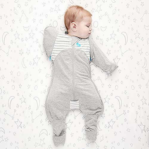 Love to Dream Swaddle UP Transition Suit, Gray, Medium, 13-19 lbs, Patented Zip-Off Wings and Unique Self-Soothing Sleeves, Safely Transition from Swaddled to Arms-Free Before Rolling Over