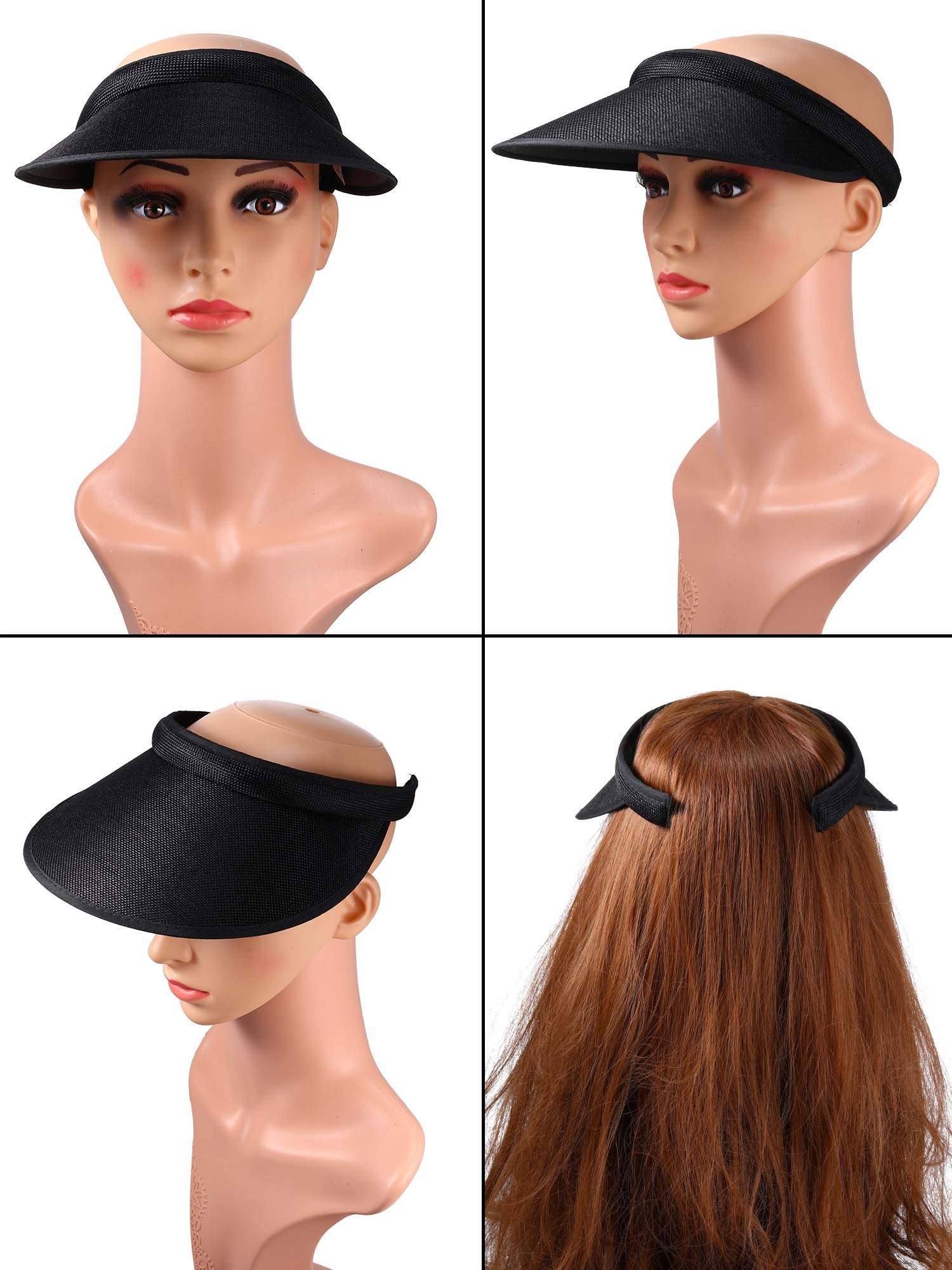 3 Pieces Sun Visor Hats Summer Wide Brim Clip on Beach Adjustable Large Brim Cap Golf Hat for Women (Color Set 1)