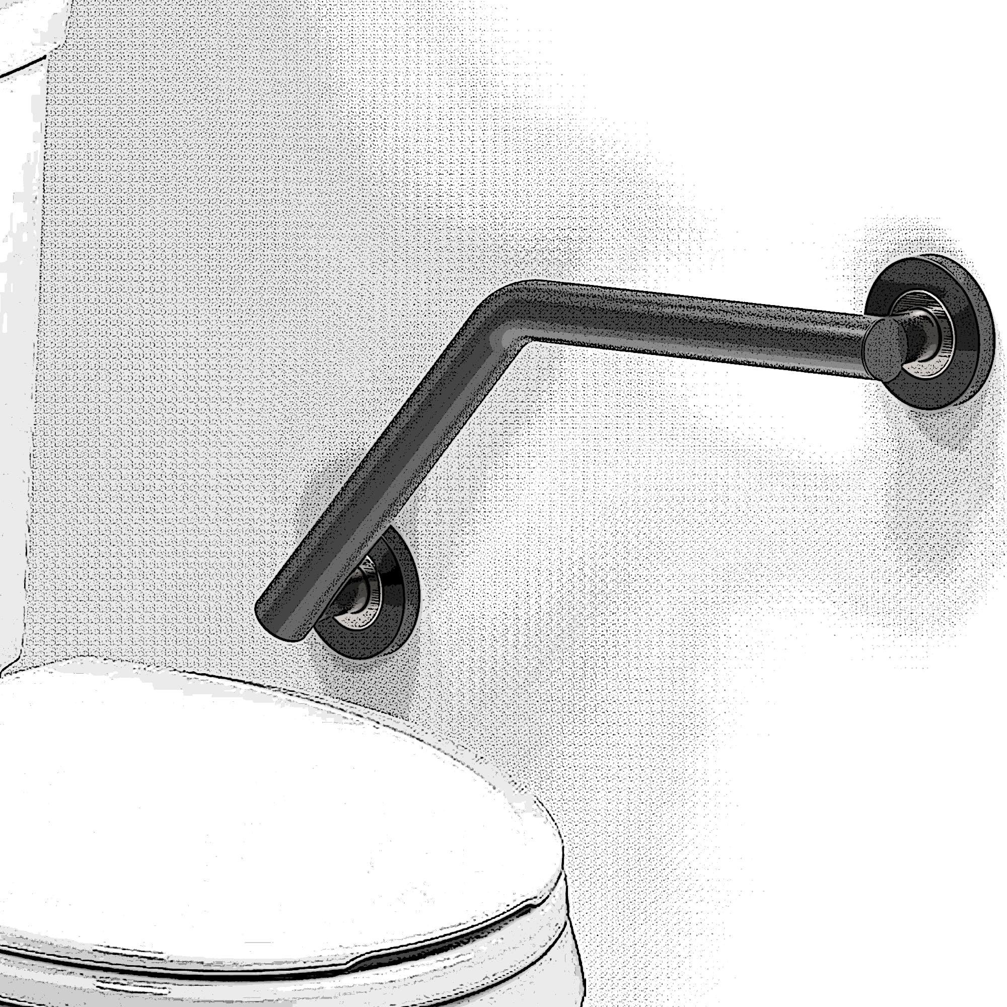 AmeriLuck 1-1/4 x 16 Stainless Steel Angled Grab Bar with Anti-Slip Peened Grip for Bathtubs, Shower & Toilet, ADA Compliant, Stud Mount 500lbs Support, Brushed Nickel