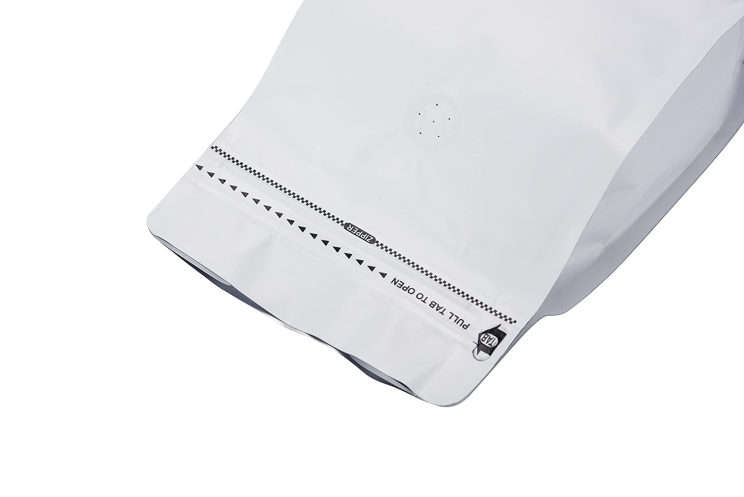 50 Count 8 Ounce Matt White Aluminum Foil Coffee Bags, Stand Up/Flat Bottom Side Gusset Coffee Pouches with Air Release Valve and Reusable Side Zipper (50, 8OZ, 0.5LB, 250G)