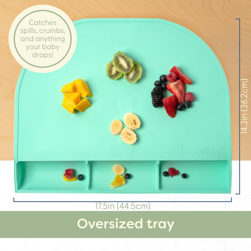 UpwardBaby Silicone Baby & Toddler Placemats - Non-Slip Table Protector for Eating at Home & Restaurants - Baby Essentials - Silicone Placemat