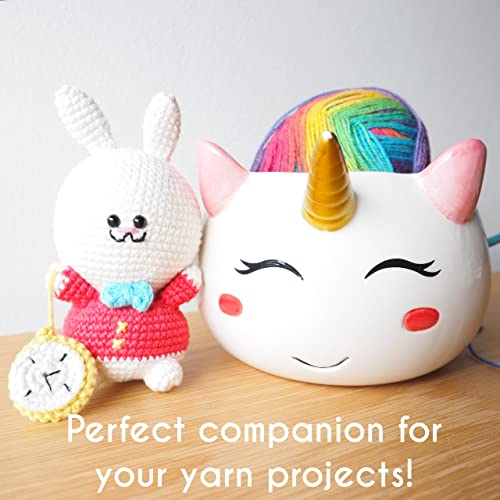 Unicorn Yarn Bowl for Knitting - Ceramic Knitting Bowl Extra Large 8.5β- Ceramic Yarn Bowl Crochet Accessories Yarn Holder Storage Gift for Knitters