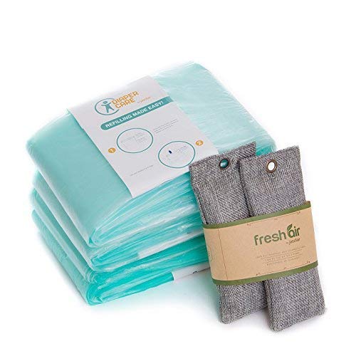 4 Pack Diaper Refill Liners – Compatible with Dekor PLUS Refill - Disposable Diaper Pail Liners Hold Up To 2372 Diapers – Baby Scented Refills with Natural Charcoal Smell Eliminator Bags