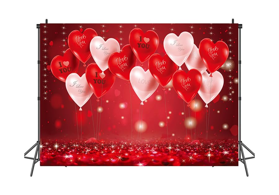 LTLYH 7x5ft Valentine's Day Backdrop Valentine's Day Red Love Heart Balloon Decor Banner Background Valentines Photo Backdrop Valentines Party Supplies 126