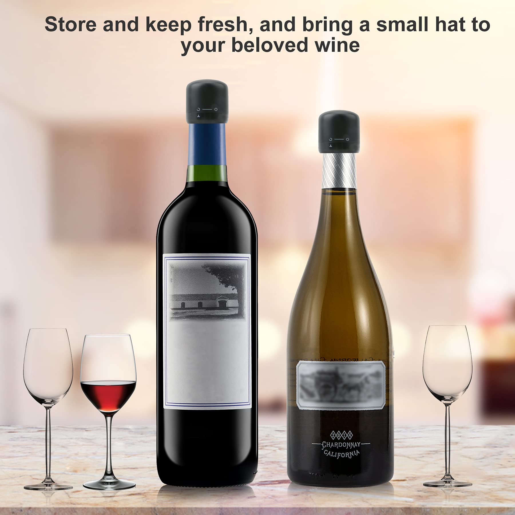 4PCS Wine Stoppers, Reusable Champagne Stoppers,Silicone Wine Stopper, Wine Stoppers for Wine Bottles Bulk, Sivikoze Wine Stoppers for Keep Wine Fresh