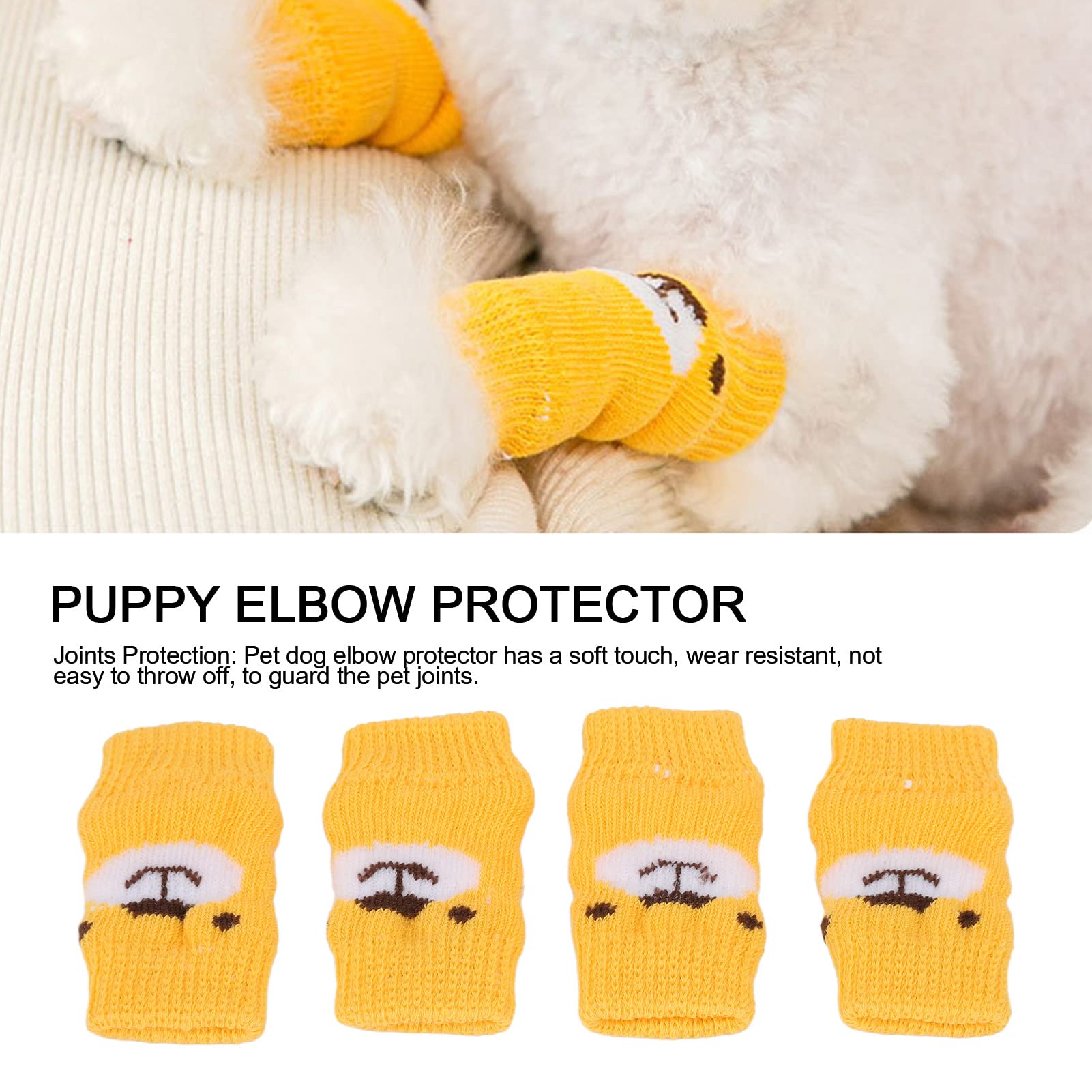 Zerodis 4pcs Pet Dog Elbow Protector, Elbow Support Wrap Pet Leg Warmers for Dogs Cats Knitted Dog Elbow Sleeve Leg Support Wrap Protectors S