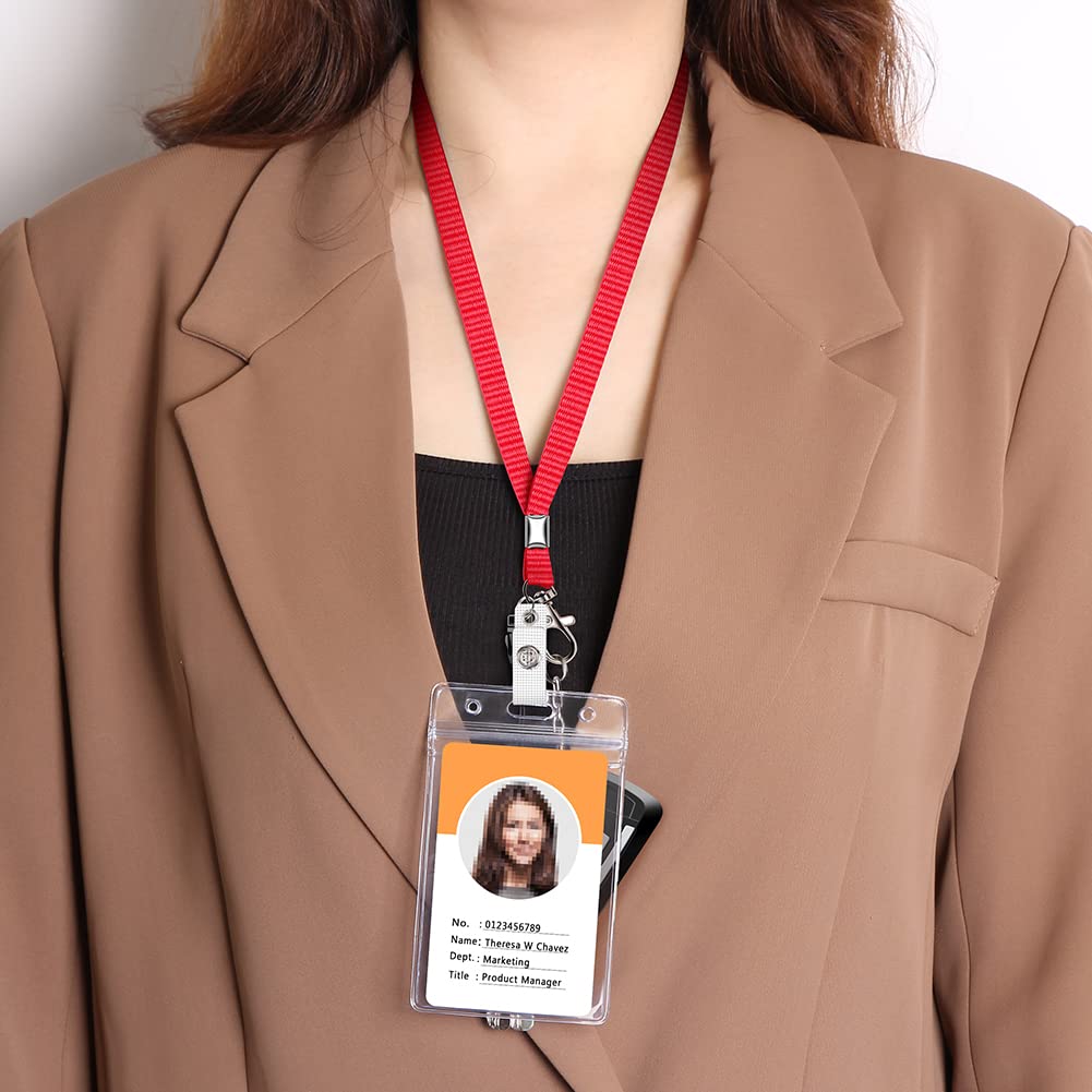 3 Pack Neck Lanyard with ID Badge Holder, Office Strap Lanyards, Stainless Metal Swivel Hook for Name Tag, Badge Holders, Keychains, Card, Red, Orange, Brown