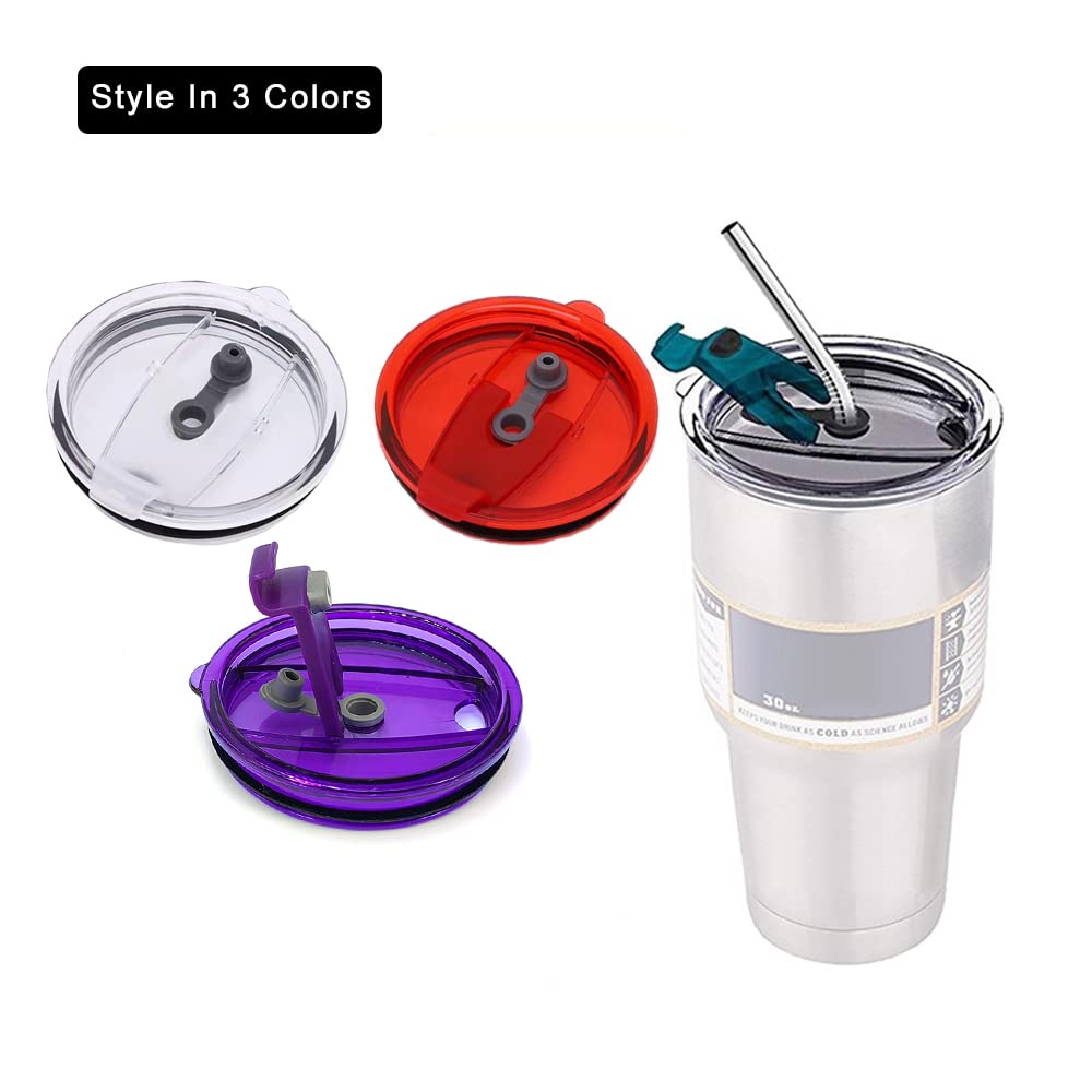 3-Pack For Yeti 30 oz Tumbler Lid with Stainless Steel Straw, Spill-Proof Cup Lids Replacement For Yeti Rambler and Ozark Trail Tumblers