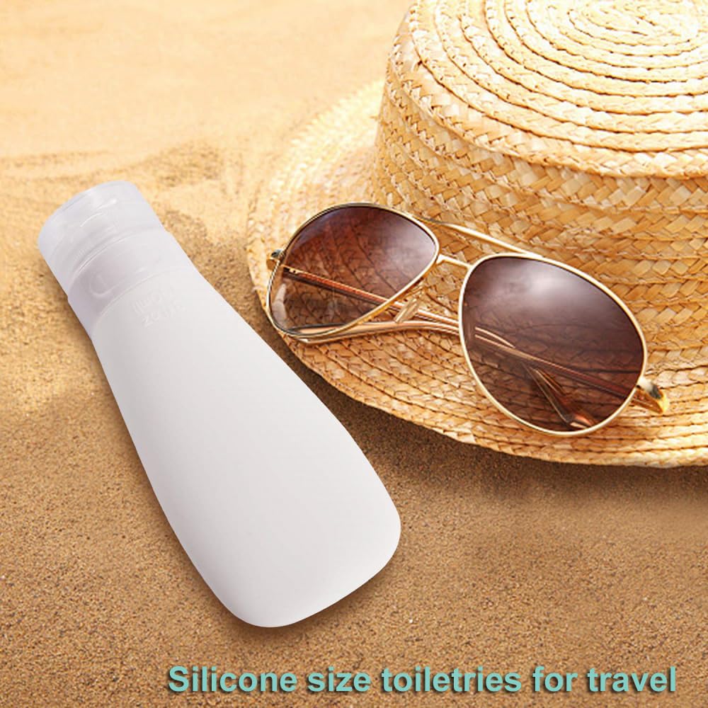Silicone Travel Bottles, Vonpri Leak Proof Squeezable Refillable Travel Accessories Toiletries Containers Travel Size Cosmetic Tube for Shampoo Lotion Soap Liquids (2oz 4pack)