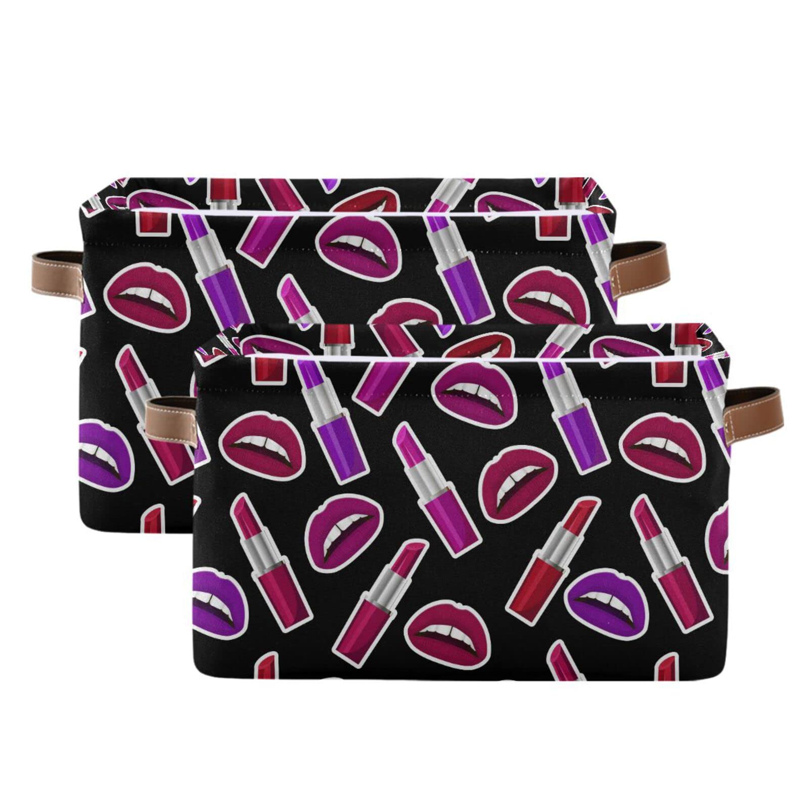 ALAZA Love Lipstick Lips Foldable Storage Box Storage Basket Organizer Bins with Handles for Shelf Closet Living Room Bedroom Home Office 1 Pack