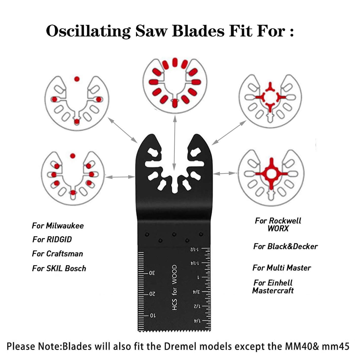 72 Piece Assorted Oscillating Tool Blades Oscillating Multi-Tool Quick Release Wood & Metal Saw Blades fits Dewalt Milwaukee Fein Makita Bosch Rigid Rayobi Craftman