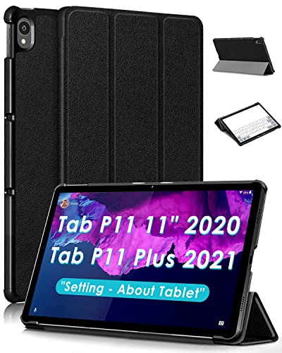 Smart Slim Case for Lenovo Tab P11 2020 (TB-J606F) & Tab P11 Plus 2021 (TB-J616F/J607F) ,【Auto Sleep/Wake】Ultra Thin Folio Leather Protective Book Cover Hard Back Shell+Tri-fold Magnetic Stand/Closure