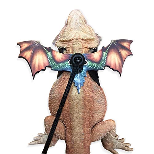 Bearded Dragon Leash, Adjustable Portable Reptile Leash with Cool Wings for Gecko, Bearded Dragon, Chameleon, Iguana, Hamster, Guinea Pig (S+M+L)