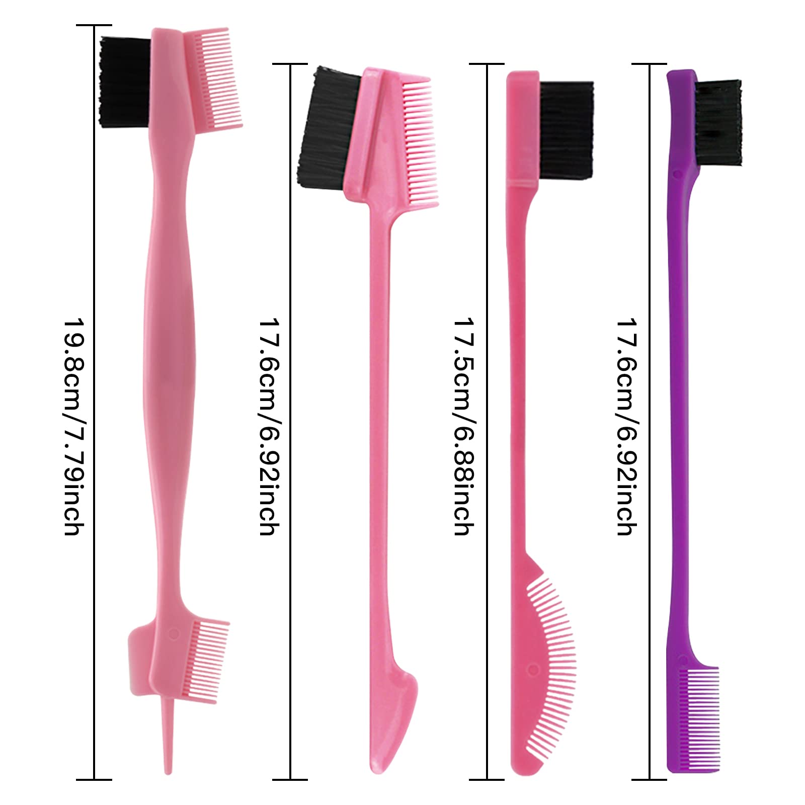 8 Pieces Hair Styling Comb Set Teasing Rat Tail Brush for Edge&Back Brushing, Combing, Slicking Hair for Women Edge Brush Double Sided Edge Comb for All Hair Styles(edge control brush-8pcs)