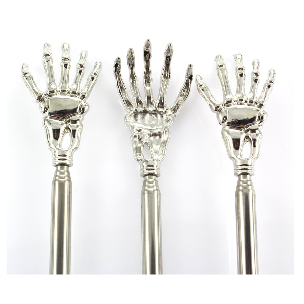 4 Pieces Skull Palm Telescopic Back Scratcher Hand Massager backslap with Rubber Handles(Random Color) (4 Pcs)