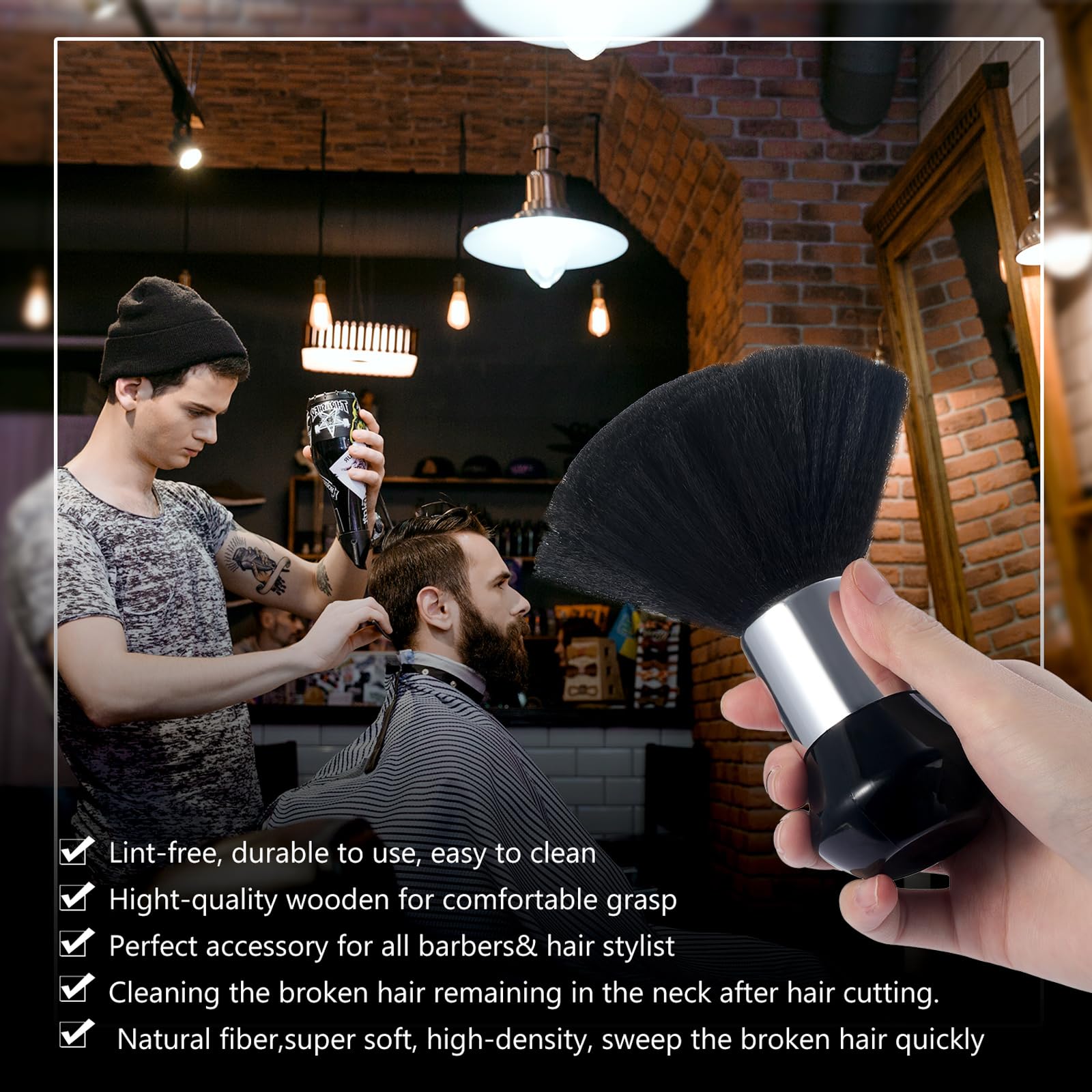 Patelai 3 Pieces Neck Duster Brush Barber Hair Blade Clipper Soft Nylon Trimmer Shaver Razor Cleaning with Storage Bag for Hair Styling(Black)