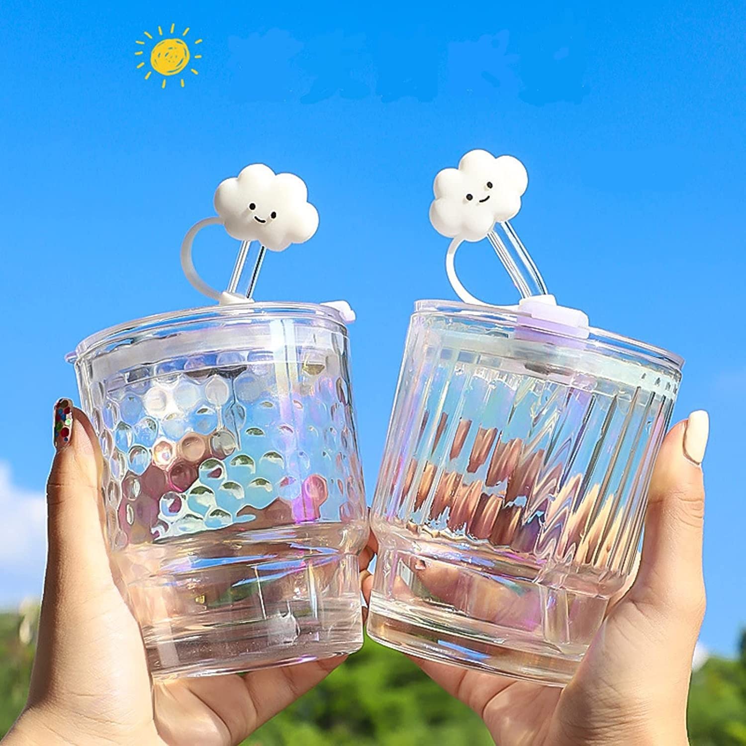 6Pcs Straw Tips Cover Straw Covers Cap for Stanley Cup Cloud Shape Straw Protecto Reusable Drinking Straw Lids for Straw Tips Bottle Accessories (style A)