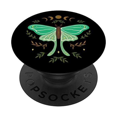 Celestial Luna Moth Witchy Folk Art Botanical Moon Phases PopSockets Swappable PopGrip