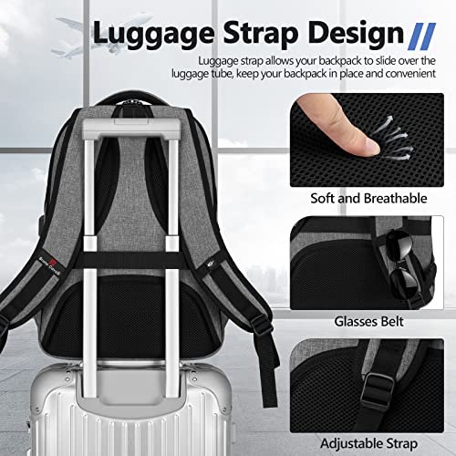 Bagsure Travel Laptop Backpack, Business Water Resistant Laptop Backpack with USB Charging Port, College Bag for Men & Women