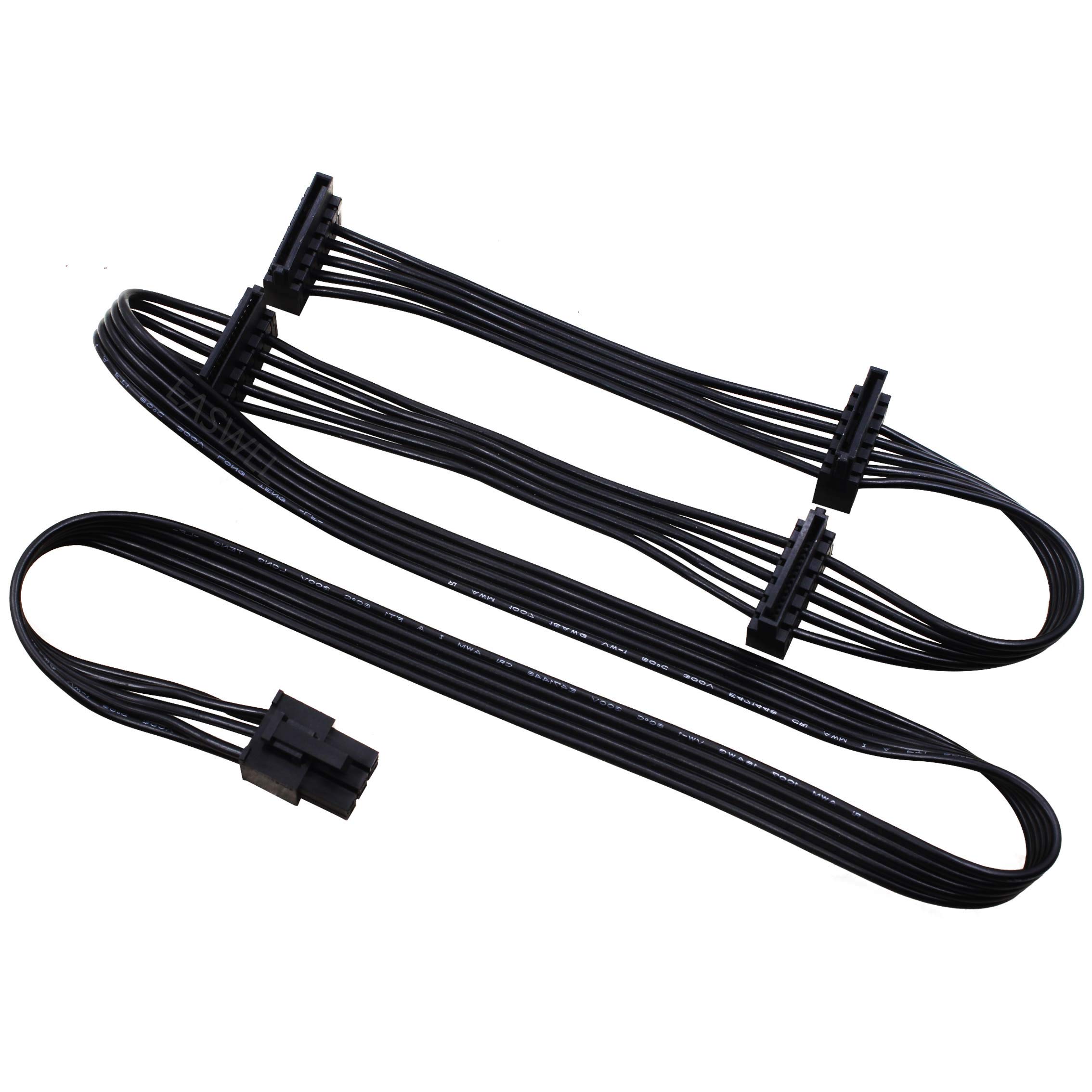 EASWEL PCI-E 6Pin 1 to 4 SATA Power Supply Cable for Corsair RM1000x RM850x RM750X PSU