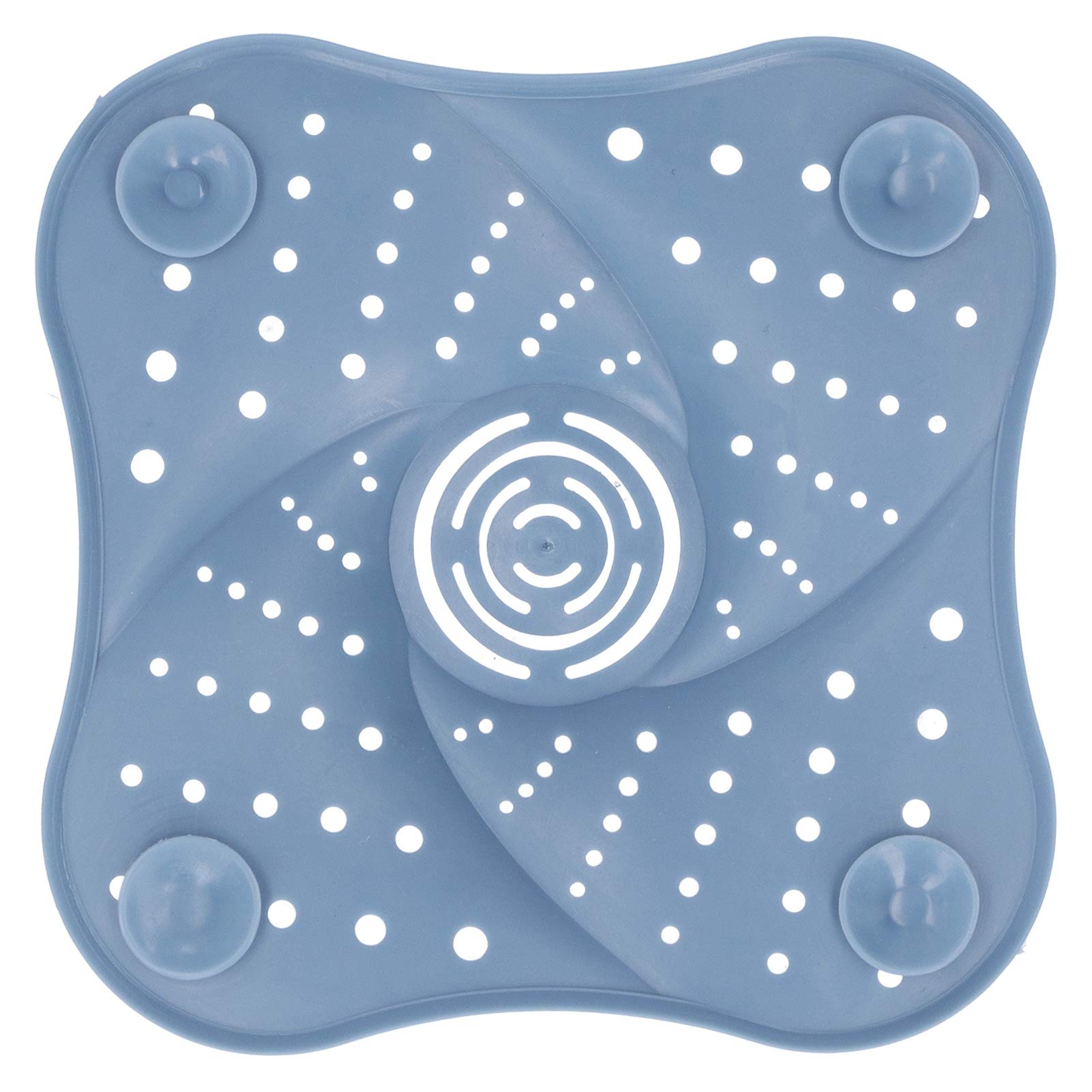 Shower Drain Hair Catcher, Durable Blue Square Hair Stopper Drain Cover, Drain Hair Catcher with Suction Cup for Bathroom Bathtub and Kitchen Easy to Install and Clean
