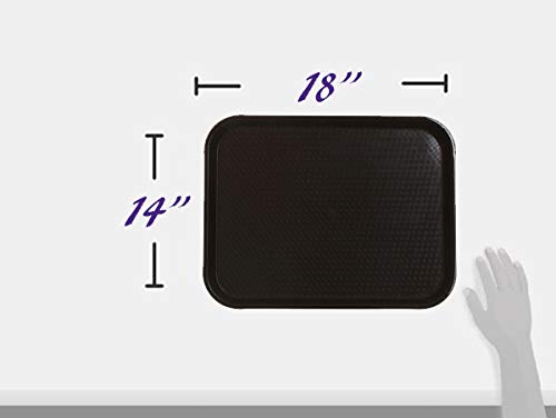 Fast Food Tray 14 x 18 Black Rectangular Polypropylene Serving Tray for Cafeteria, Diner, Restaurant, Food Courts
