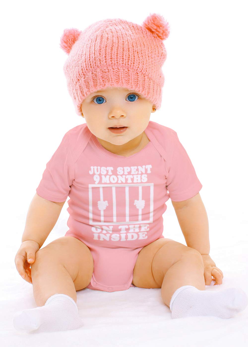 Reaxion Funny Cute Baby Boy Girl Bodysuits Just Spent 9 Months On The Inside (0-3 Months, Orange)