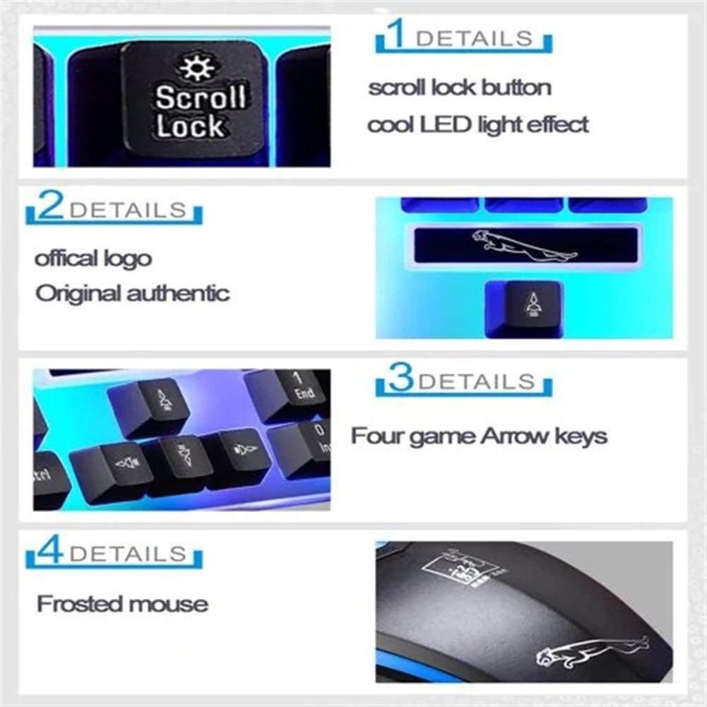 Wgxyihai Adjustable Gaming Keyboard G21 Wired USB Gaming Keyboard Rainbow Mouse and Keyboard Combo Set with Mechanical Backlit Keyboard and Mouse Set (Color : Black)