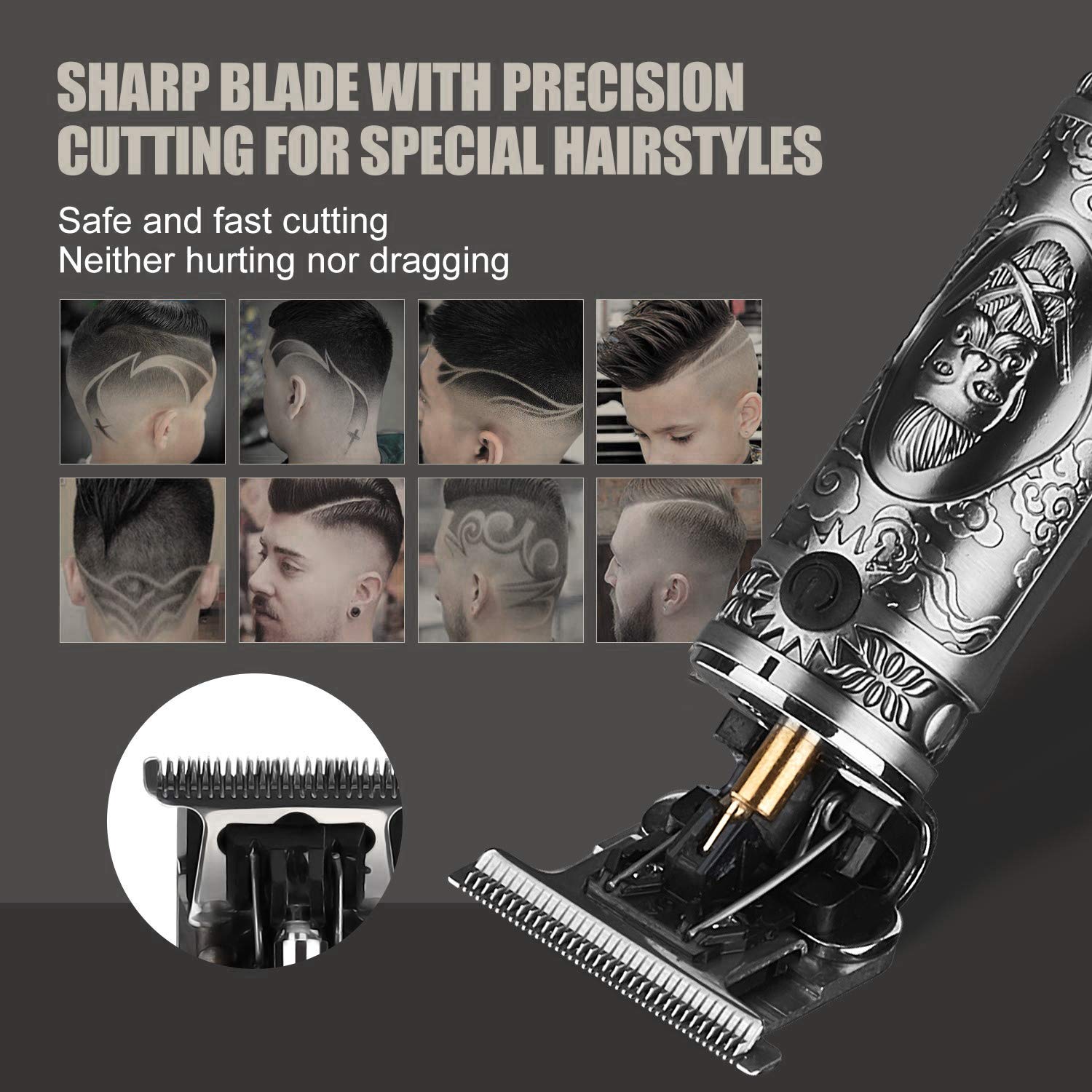 RESUXI Hair Clippers for Men Hair Trimmer for Barbers,Professional Cordless T Blade Trimmer, Beard Edger Liners,Barber Shavers,Ornate Knight Close-Cutting Hair Machine