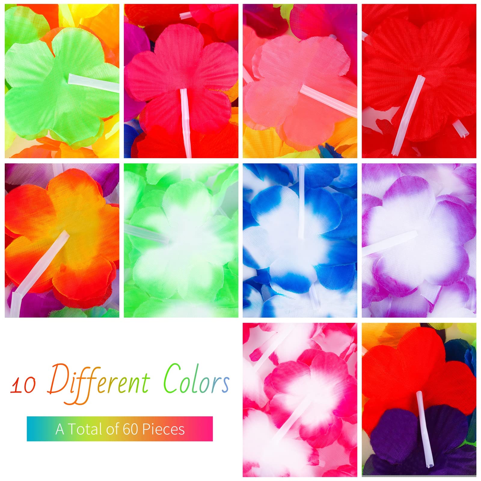 ADXCO 30 Pieces Hawaiian Leis Assorted Styles Leis Necklace Hawaiian Luau Tropical Flower Garland, Hawaiian Garland Party Decorations