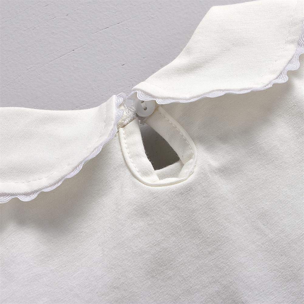 MODNTOGA Kids Baby Girl Long Sleeve Collar Shirt Toddler White Blouse Puff Short Sleeve T-Shirt Solid Color Basic Top Bottom (E(Off-White), 2-3 Years(100))