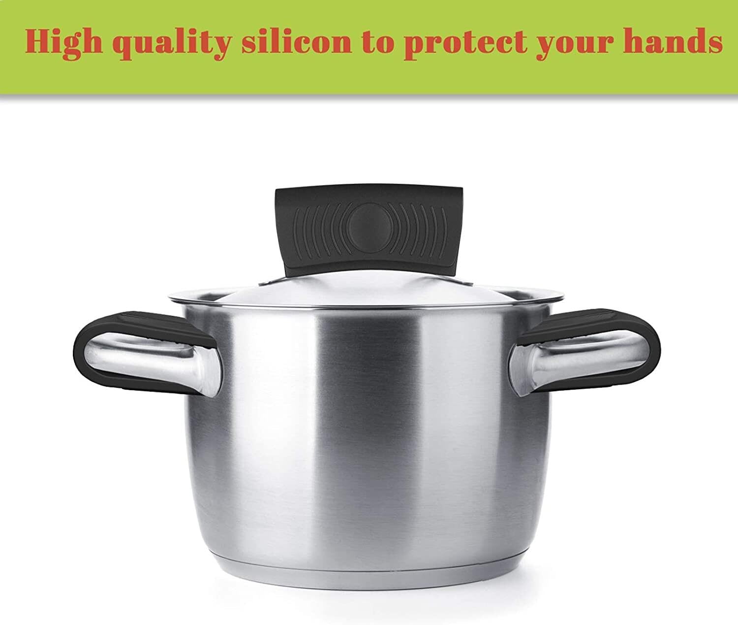 4 Pack Silicone Hot Skillet Handle Holder and Pot Holders Cover Sleeve, Heat Resistant Cast Iron Potholder Protectors Grip, Anti-Spill Non-Slip Cookware Handles for Pans,Oven