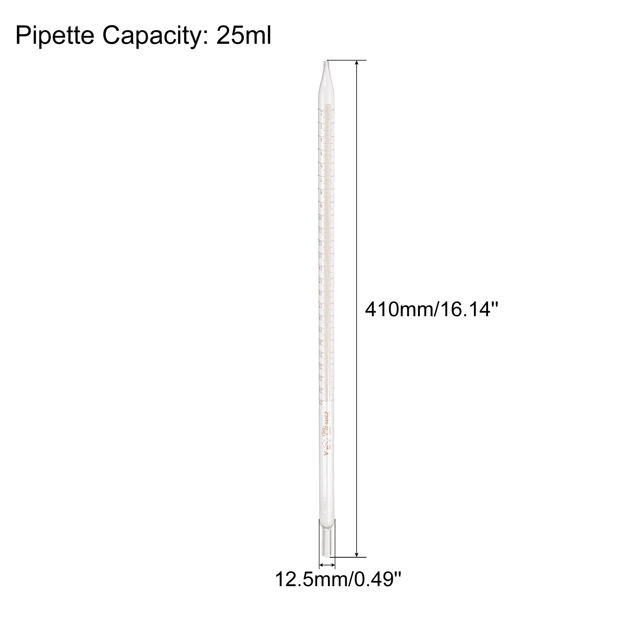 PATIKIL Graduated Dropper Pipettes, 1 Pcs 25ml Reusable Borosilicate Glass Pipette for Transfer Liquid for Laboratory, Chemistry, Clear
