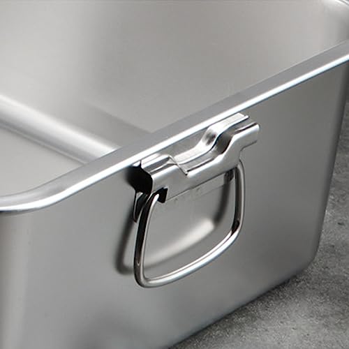 Generic Open Litter Box, Indoor Cats Kitty Litter Pan Stainless Steel Deep Toilet Sturdy Cat Sand Box for Bunny Small Medium Large Cats, 50cmx35cmx10cm