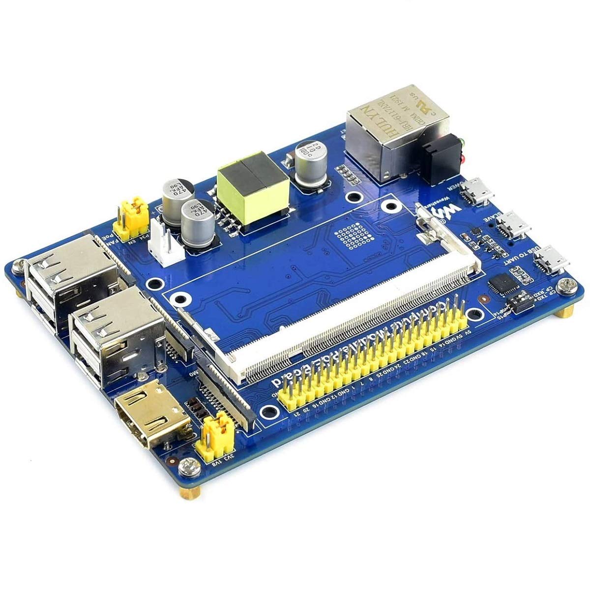 waveshare Compute Module IO Board with PoE Feature Development Board for Raspberry Pi CM3 / CM3L / CM3+ / CM3+L,with Ethernet Port,USB Ports,HDMI/DSI/CSI Camera Interface