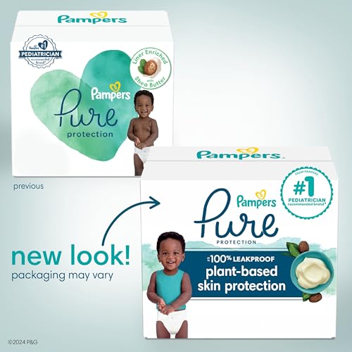 Pampers Baby Diapers - Pure Protection - Size 5, 88 Count, for up to 100% Leakproof, Premium Plant-based Skin Protection