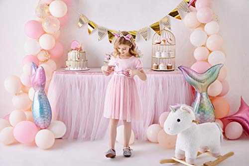 DXTON Toddler Summer Dresses Casual Short Sleeve Girl Tutu Party Dresses SH4570-3T Pink