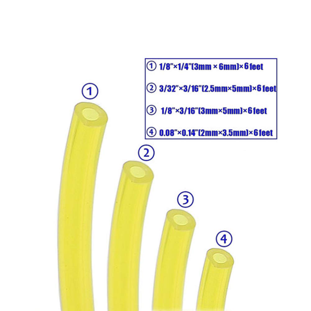 4 Sizes 6 Feet Long Fuel Line Fuel Hose Fuel Tube for 2 Cycle Small Engine Poulan Homelite Craftman Chainsaw String Trimmer Chiansaw Blower