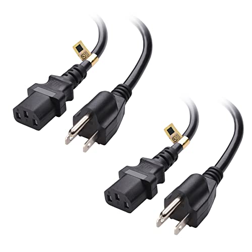 Cable Matters 2-Pack UL Listed 13 Amps 3 Prong Power Cord 3 ft, 16 AWG C13 Power Supply Cable / IEC Power Cable, TV Power Cord, Computer Power Cord (NEMA 5-15P to IEC C13)