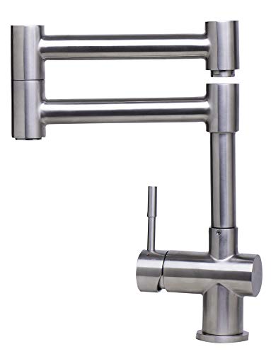 ALFI brand AB2038 Solid Retractable Single Hole Kitchen Faucet, Polished Stainless Steel