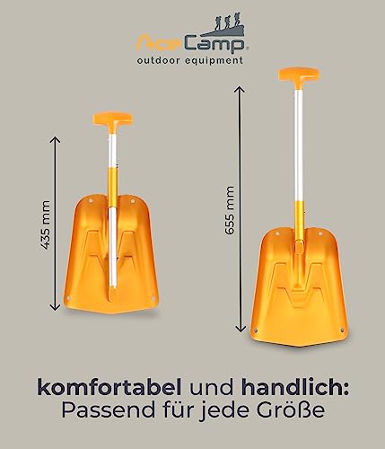AceCamp Lightweight Collapsible Snow Shovel, Portable Adjustable Aluminum Emergency Shovel, Foldable Telescopic Winter Shovel for Car, Camping, Home