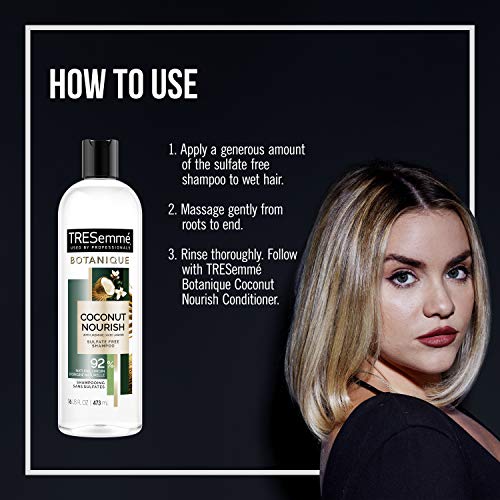 TRESemmé Botanique Coconut Nourish Shampoo for Dry, Frizzy Hair - 92% Derived Natural Materials, Professional Performance, 16 Fl Oz (Pack of 4)